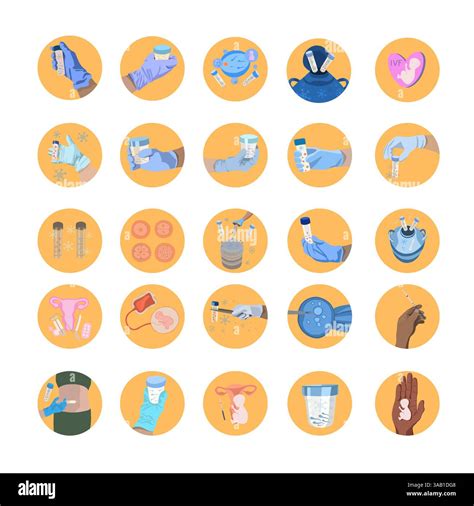 Vector Isolated Illustration Of Egg And Sperm Freezing Icons In Vitro