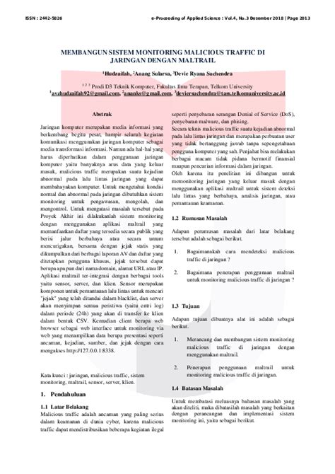 Pdf Membangun Sistem Monitoring Malicious Traffic Di Jaringan Dengan Maltrail