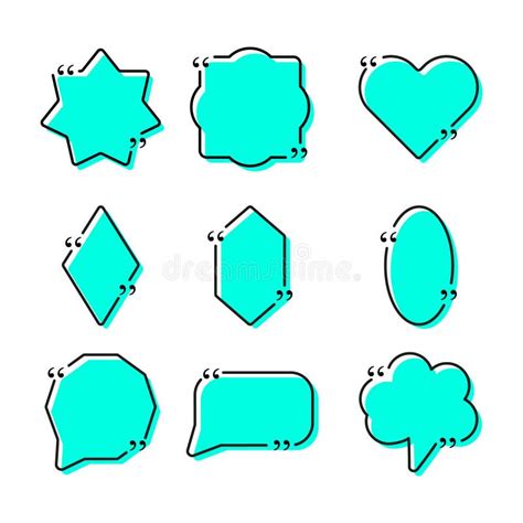 Set Quote Box Frame Isolated White Background Bubble Quotation Comment Stock Vector