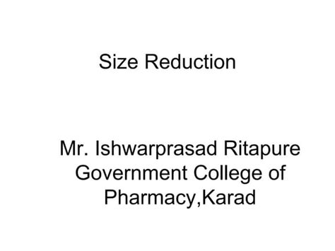 Size Reduction Ppt