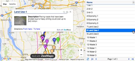 A Map With Several Locations On It And The Location Listing Section In