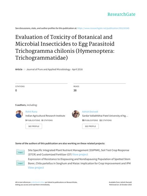 Evaluation Of Toxicity Of Botanical And Microbial Insecticides To Egg