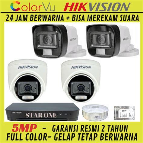Jual PAKET CCTV HIKVISION 5MP AUDIO 4 CHANNEL 4 KAMERA KOMPLIT