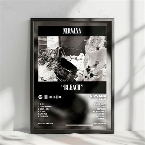 Nirvana Bleach Album Cover Poster Complete Tracklist That Gig