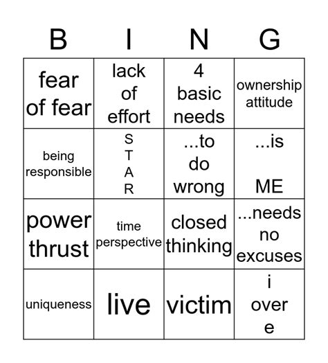 Thinking Errors Bingo Card