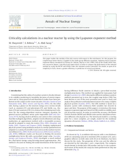 Pdf Criticality Calculations In A Nuclear Reactor By Using The Lyapunov Exponent Method