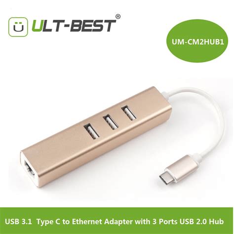 ULT Best Multi Function USB C Hub Hab USB Type C To 3 Ports USB 3 0 Hubs With RJ45 External Lan