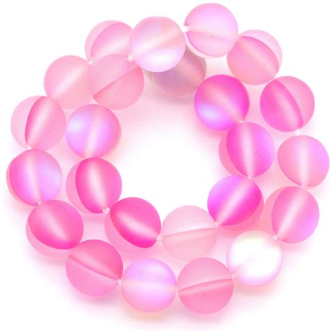 Approx 75 Strand 8mm Moonstone Glass Beads Manmade Matte Pink