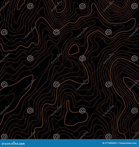The Stylized Topographic Map Dark Color Illustration Stock Vector
