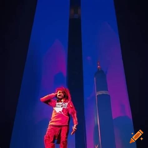 Stylized Illustration Of Trippie Redd With The Twin Towers