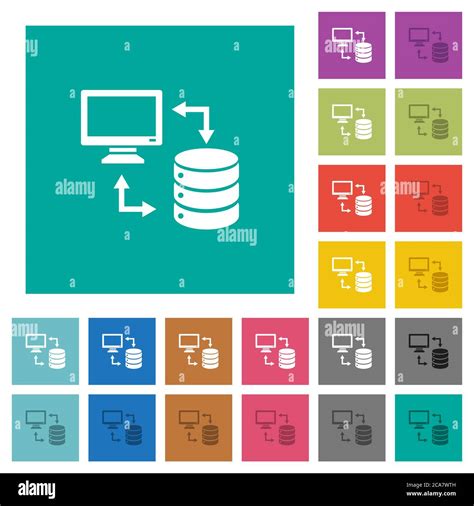 Syncronize Data With Database Multi Colored Flat Icons On Plain Square Backgrounds Included