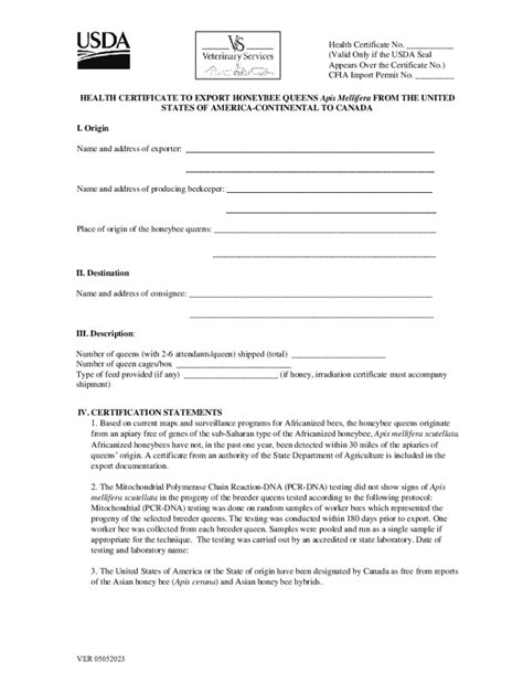 Fillable Online Usda Health Certificate Fill Online Printable Fillable Blank Fax Email