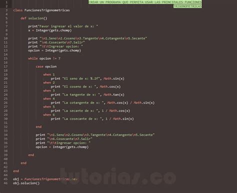 Poo Sentencia Case Ruby Funciones Trigonometricas