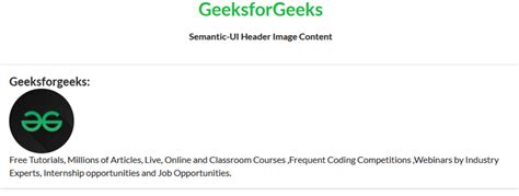 Semantic UI Image Header Content GeeksforGeeks