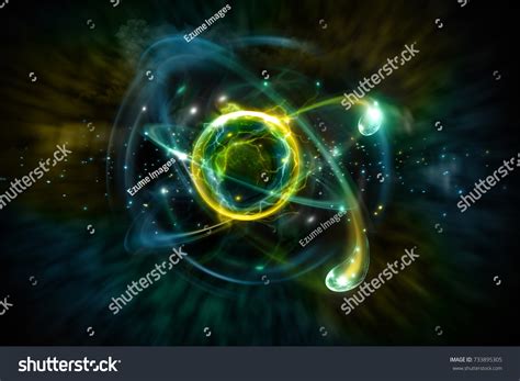 Close Colorful Atomic Particle Background Science Stock Illustration
