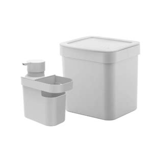 Kit Para Pia Lixeira Tampa 4 7 Litros E Dispenser Porta Detergente