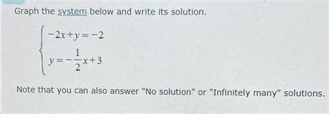 solved graph the system below and write its