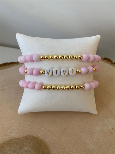 Mother Daughter Bracelets Matching Bracelets Mommy And Me Pink Jade
