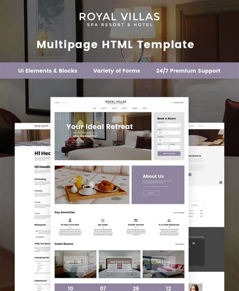 Royal Villas Spa Resort Hotel Responsive Multipage Website Template