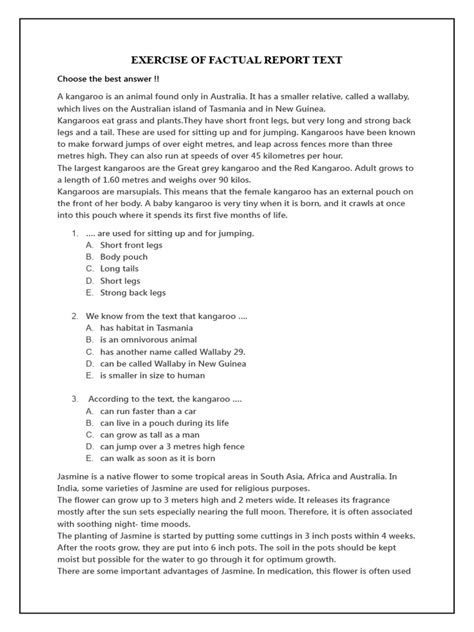 Exercise Of Factual Report Text Pdf