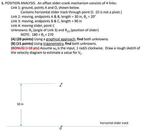 solved 1 position analysis an offset slider crank