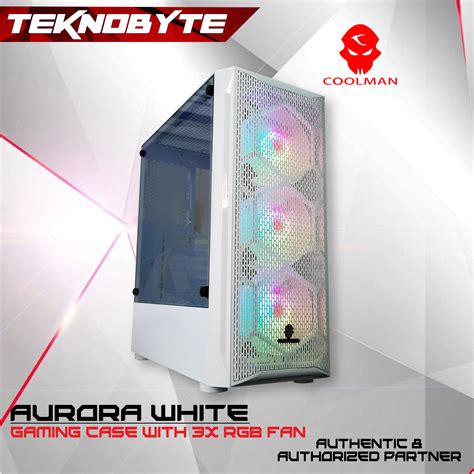 Coolman Aurora White Gaming Case W 3 Pcs Rgb Fan Lazada Ph