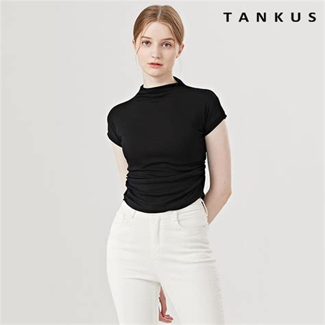 포스티 하프넥 셔링 드레이프 슬림핏 티셔츠 Tv2ts027l0