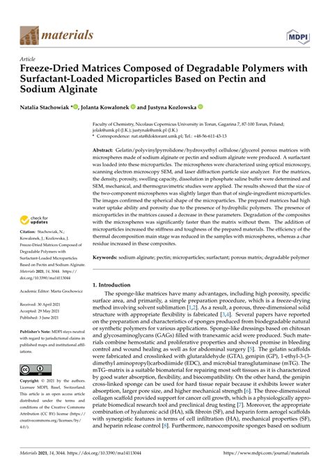 Pdf Freeze Dried Matrices Composed Of Degradable Polymers With Surfactant Loaded