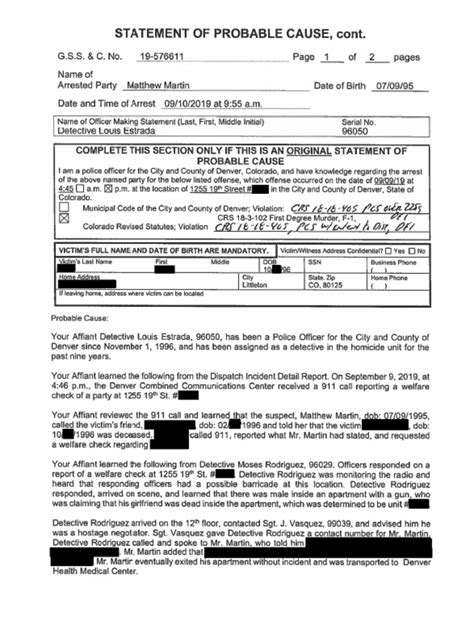 Matthew Martin Probable Cause Statement Pdf