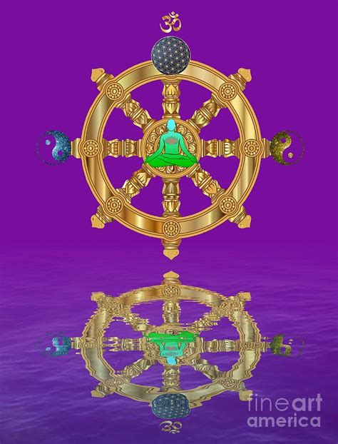 Human Silhouette Meditating With Life Wheel Life Flower And Yin Yang