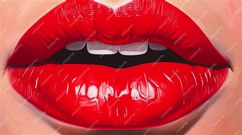 Premium Ai Image Drawing Hyperrealistic Red Lips In The Style Of Jason Edmiston