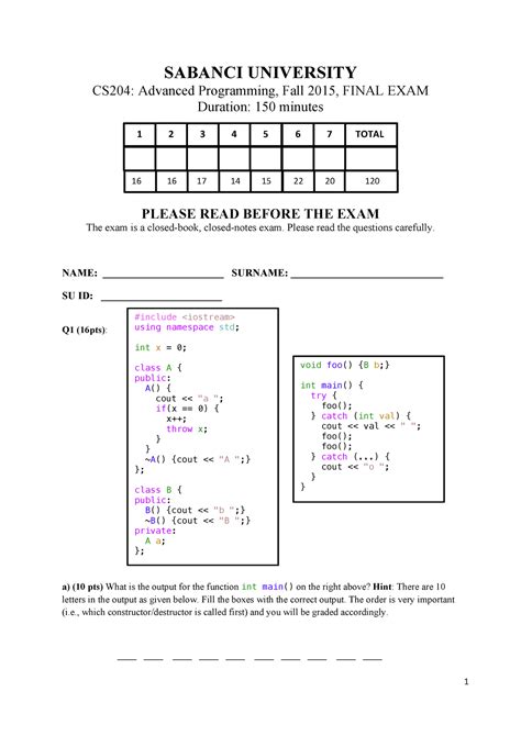 Sample Sabanci University Cs Advanced Programming Fall