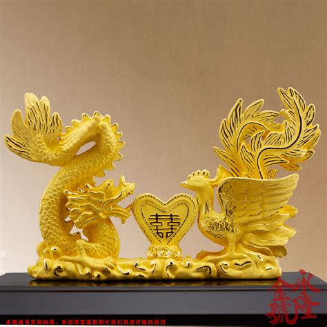 电铸24K绒沙金 龙凤呈祥 高档精品 古典结婚礼物 工艺品 金馥礼品