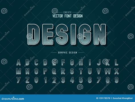 Halftone Square Font And Alphabet Vector Digital Style Typeface Letter And Number Design Stock