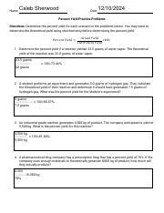 Calculate Percent Yield Practice Problems With Solutions Course Hero