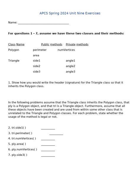 apcs spring 2024 unit nine exercises pdf method computer