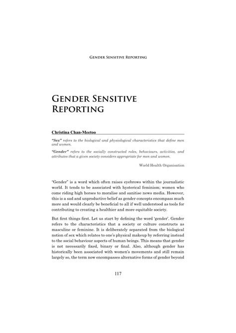 Pdf Gender Sensitive Reporting