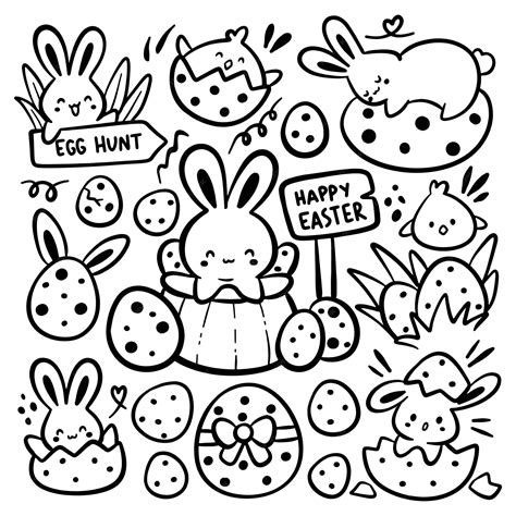 Premium Vector Set Of Cute Hand Drawn Easter Doodle