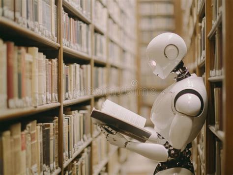 An Ai Driven Robot Librarian Arranges And Suggests Books In A Smart Home Library Stock Image