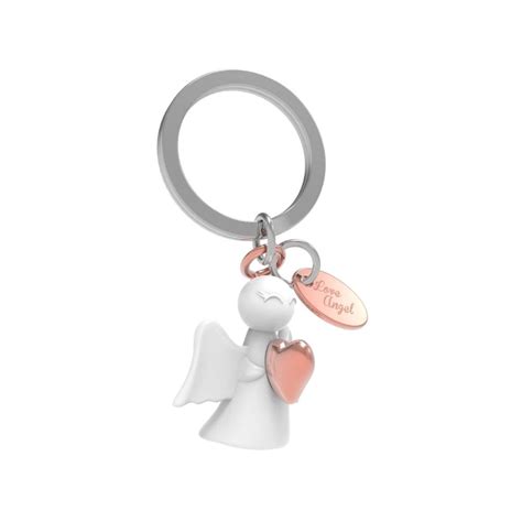 Metalmorphose White And Rose Gold Angel Keyring