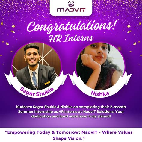 Madvit Solutions On Linkedin 🎉 Congratulations To Sagar Shukla And