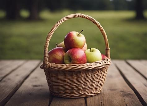 Premium Photo A Red Apple In Basket