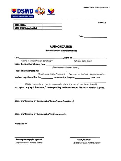 Dswd Authorization Letter R3 Sept2023 Pdf