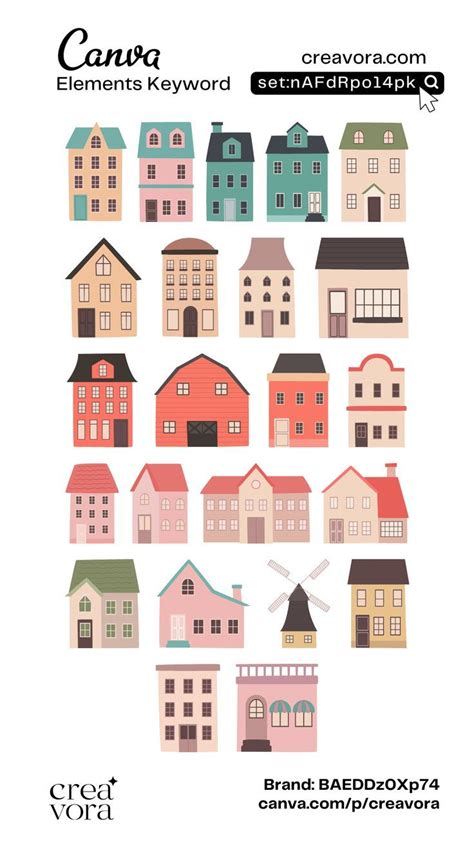 Canva Element Keyword For Cute Building Illustrations