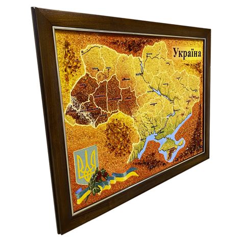 Картина з бурштину Карта України 80х120 купити в інтернет магазині