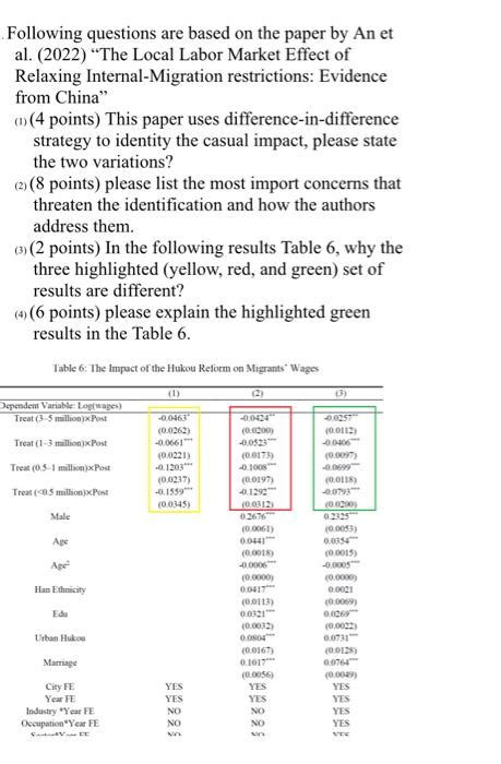 solved following questions are based on the paper by an et
