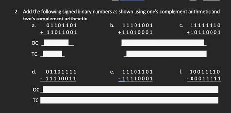 Solved 2 Add The Following Signed Binary Numbers As Shown