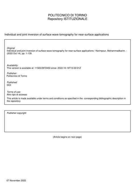 pdf individual and joint inversion of surface wave tomography for