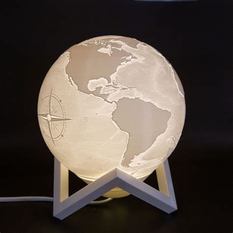 Stl File Large Earth Globe Lamp Lithophane 🌍・3d Printing Design To