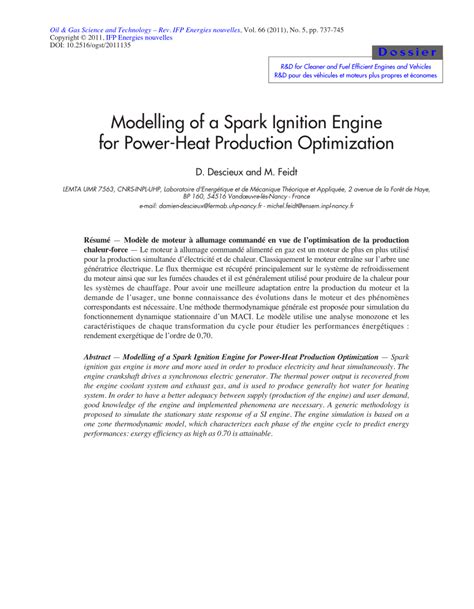 [pdf] modelling of a spark ignition engine for power heat production